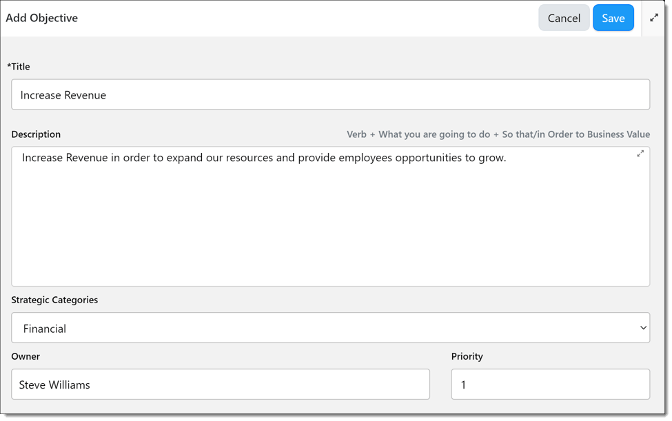 Adding Objectives to a Corporate Strategy