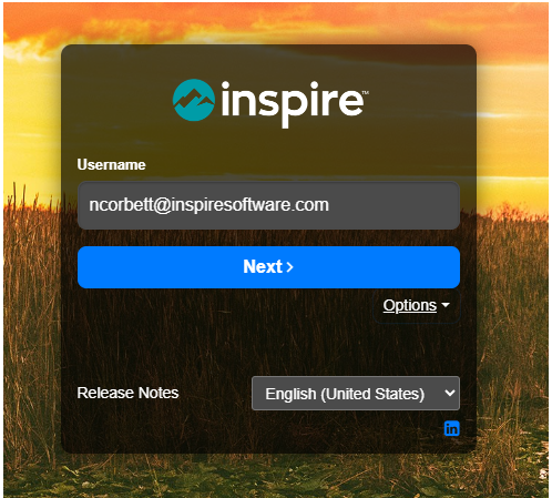 Logging into Inspire