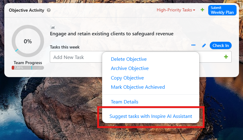 Set priority for AI generated tasks on the Objective Activity Widget